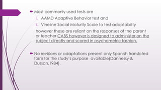 Child Adaptive Behavior Scale - Psychometric assessment | PPTX