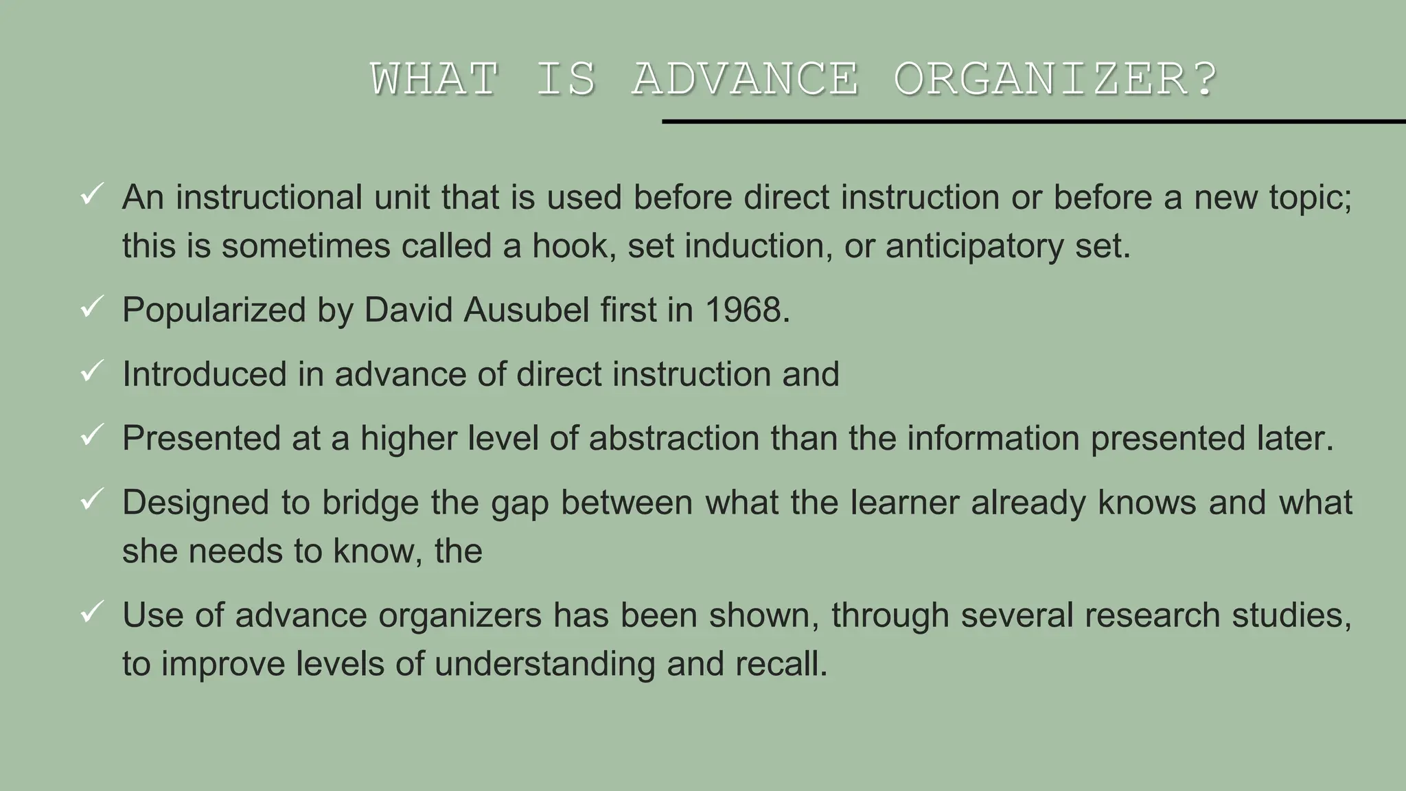 AUSUBEL'S MEANINGFUL VERBAL LEARNING/SUBSUMPTION THEORY | PPTX