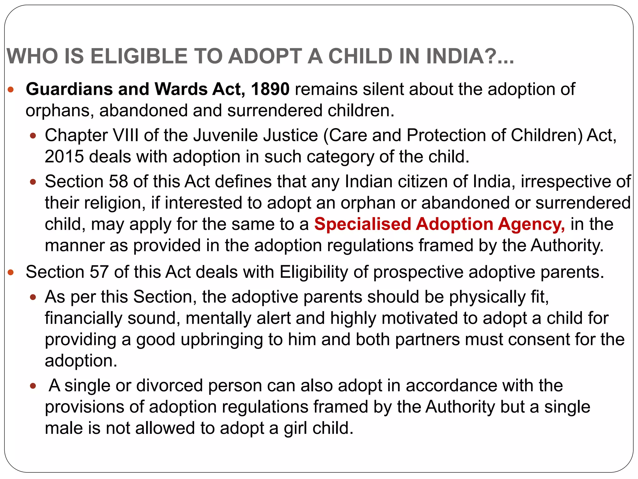 Child adoption laws in india | PPTX