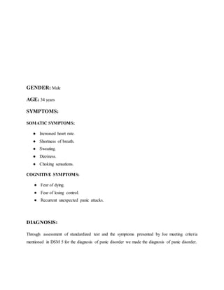 CASE STUDY OF PANIC DISORDER | DOCX