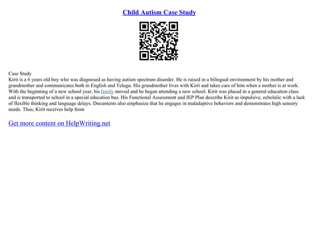 Child Autism Case Study | PPT
