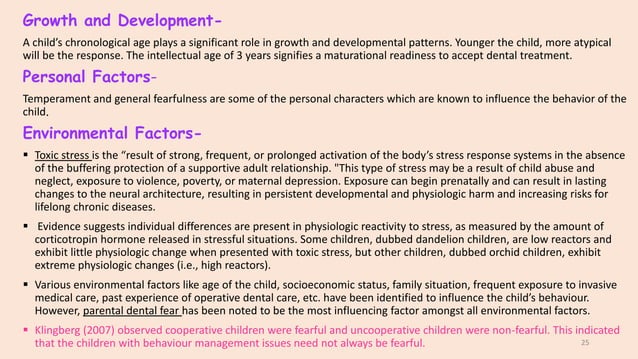 Factors Affecting child behavior in Pediatric Dentistry | PPTX | Dental ...