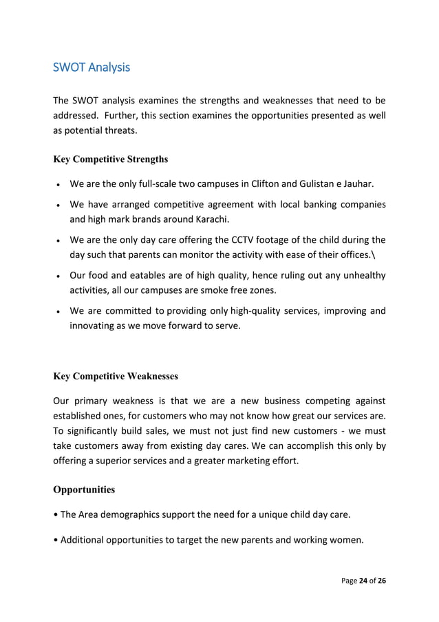 Child Care Center Business Plan Child Care Center Business Plan