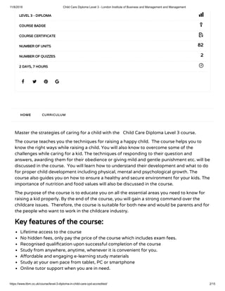 Child Care Diploma Level 3 - LIBM | PDF