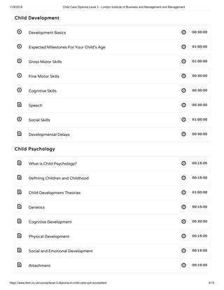 Child Care Diploma Level 3 - LIBM | PDF