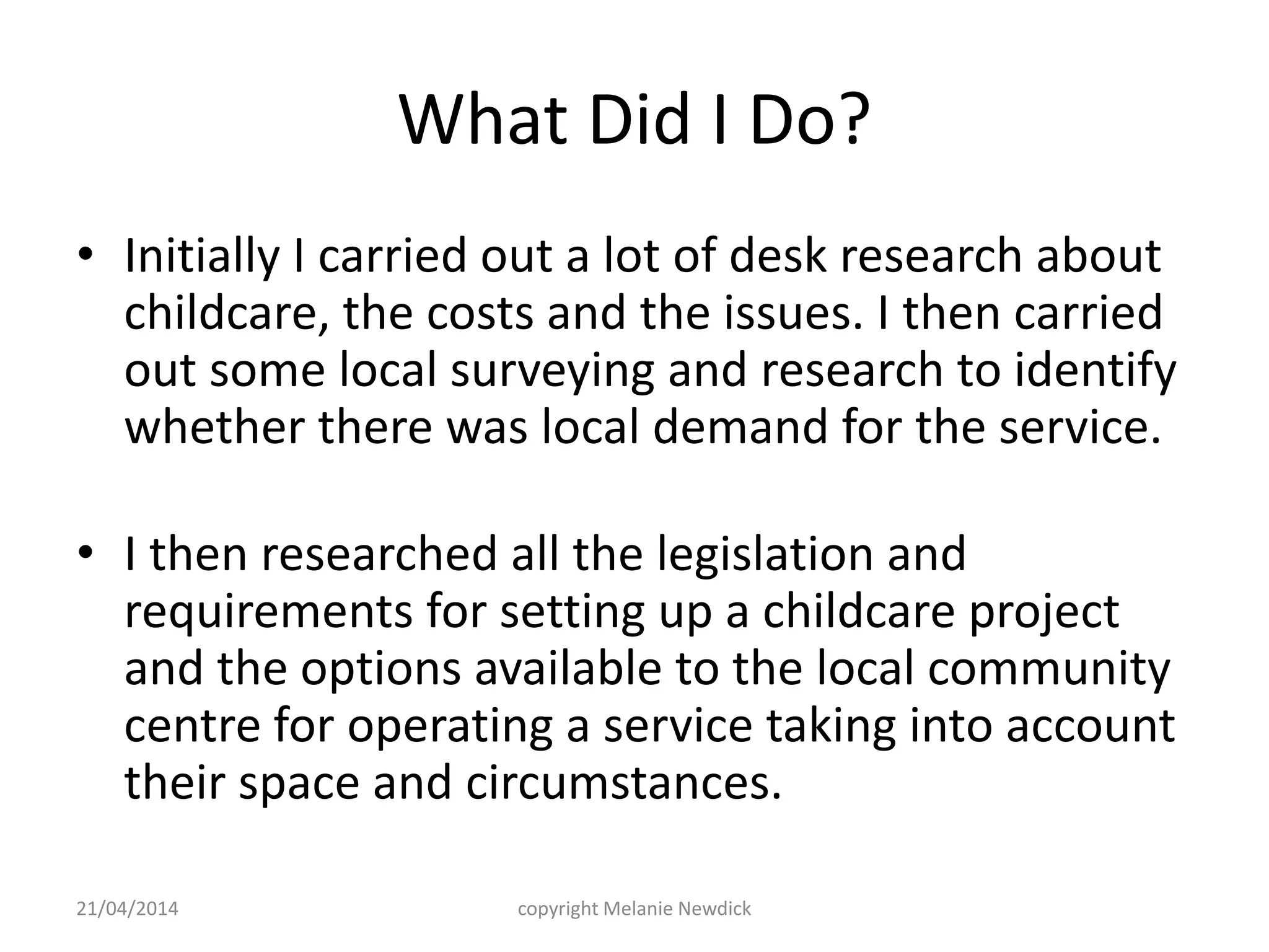 Childcare feasability case study | PPT
