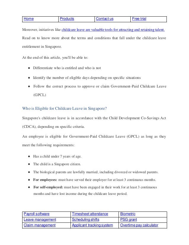 Childcare Leave Singapore | PPTX