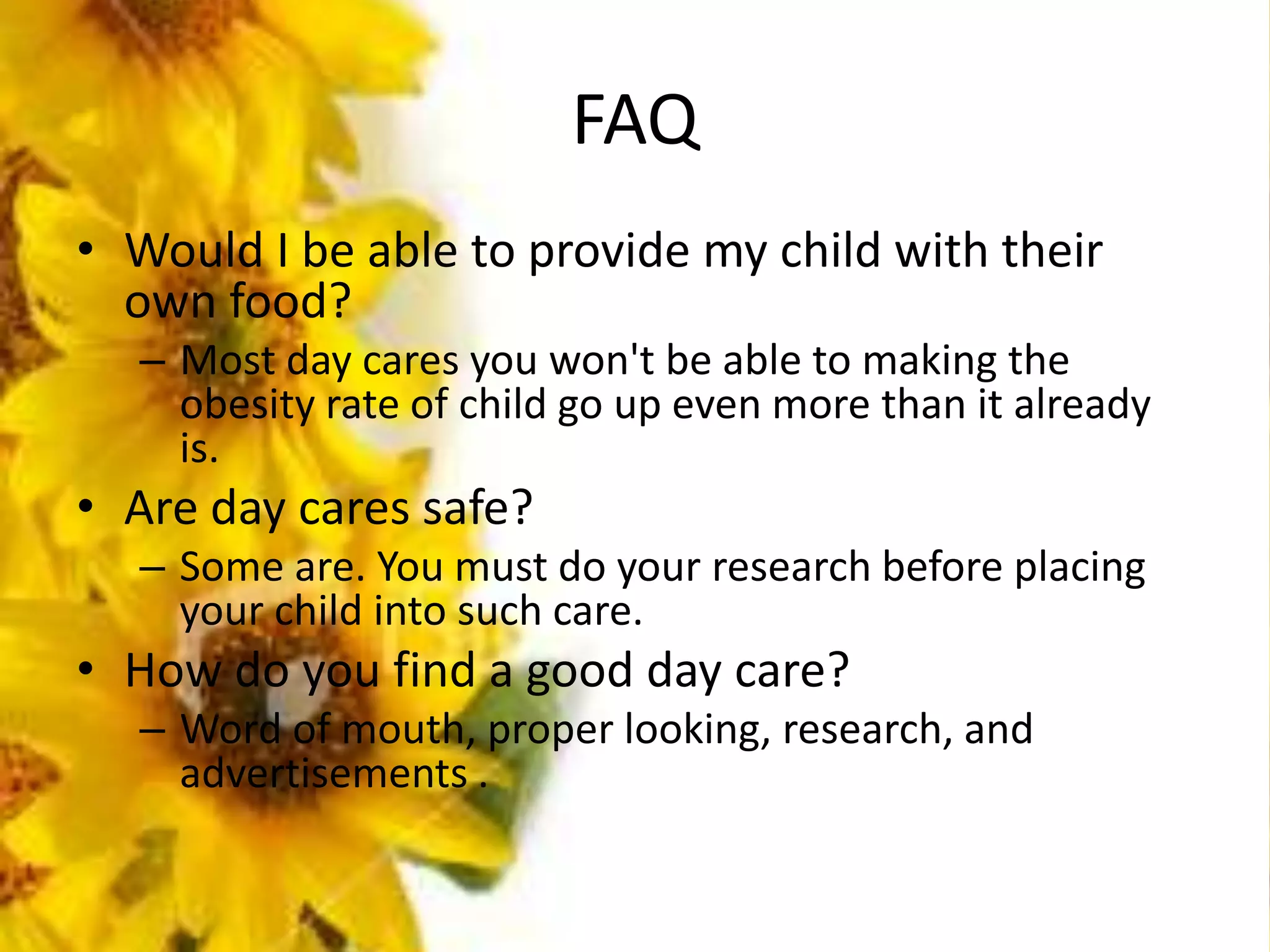 Child care presentation | PPTX | Daycare and Pre-School | Parenting