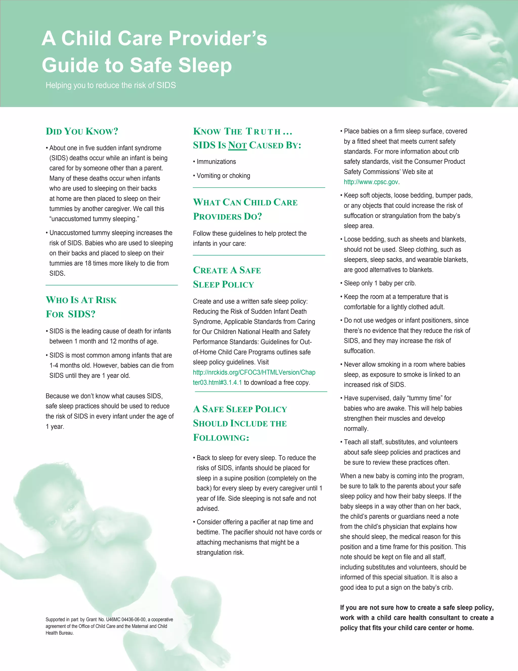 Child care provider's guide to safe sleep | PDF