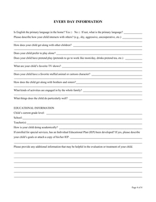 Child Case History Form.pdfasdsaàssasfgg | PDF