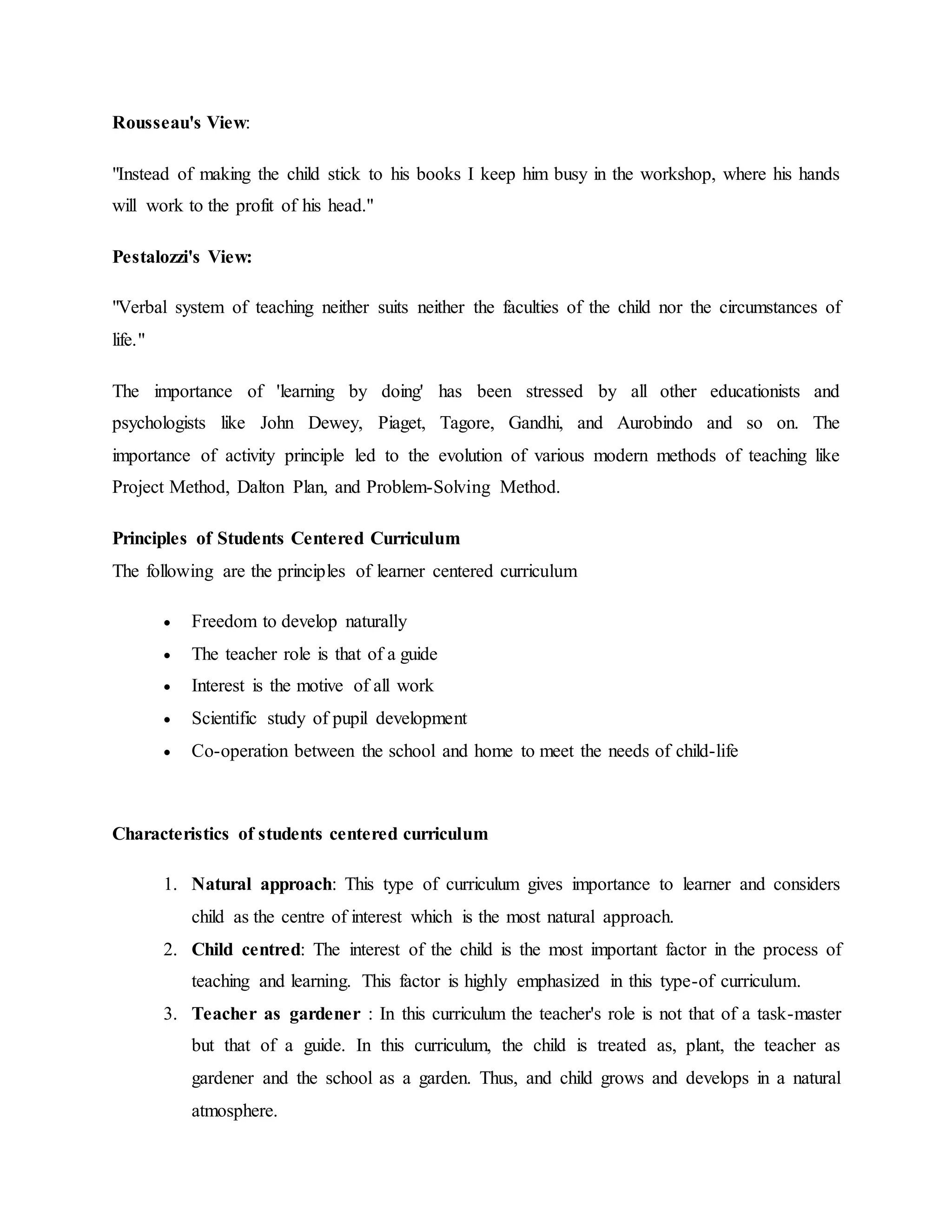 Child centered approach in curriculum | DOCX | Daycare and Pre-School ...