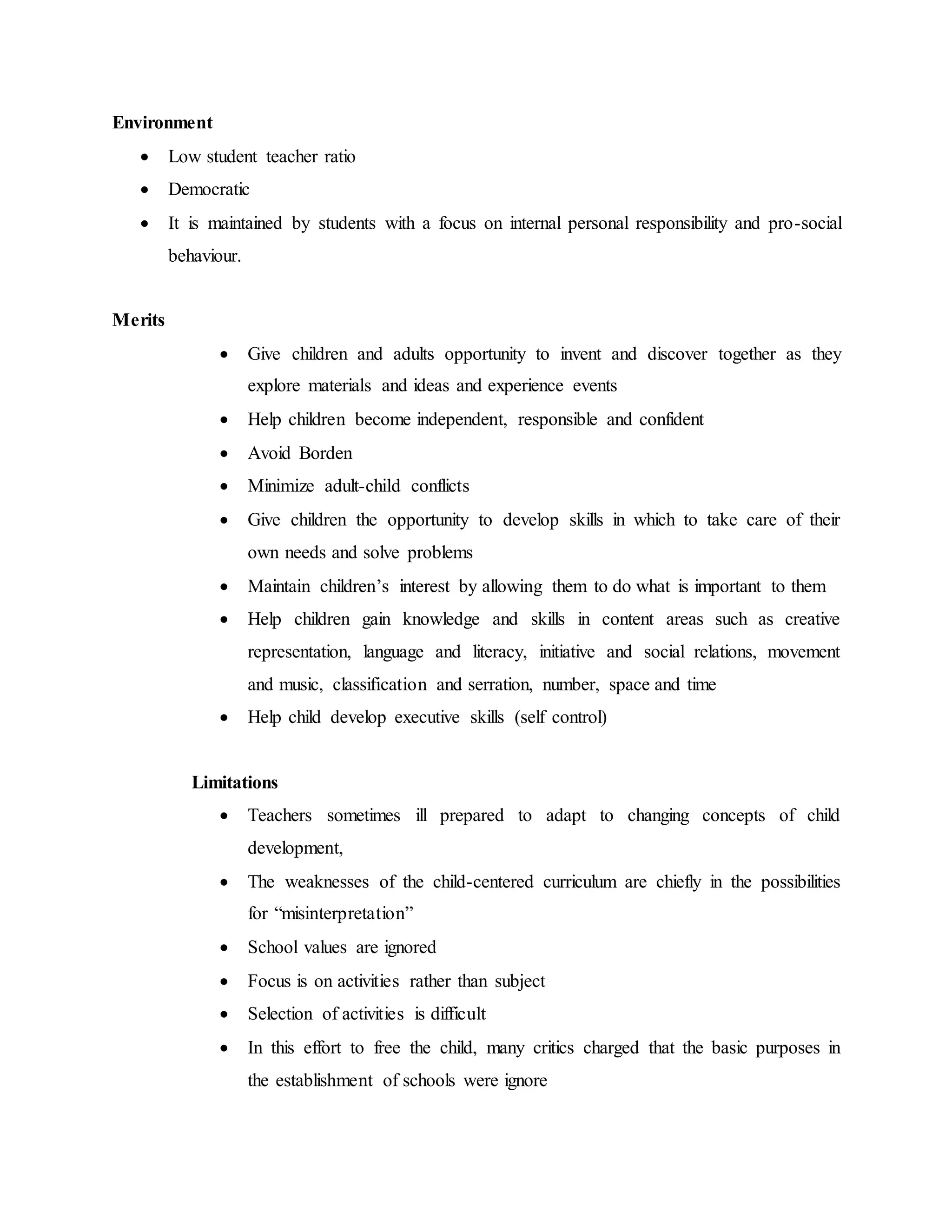 Child centered approach in curriculum | DOCX | Daycare and Pre-School ...