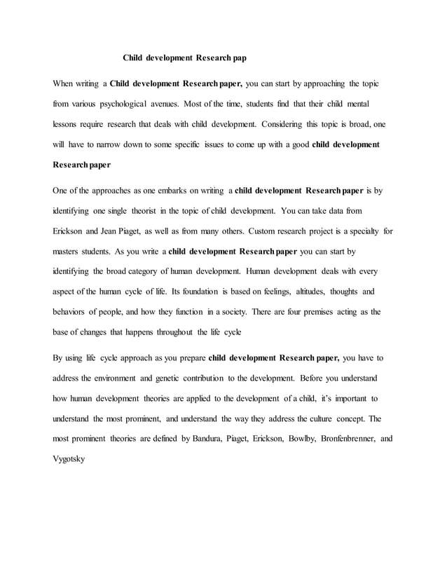 Child Development Research Paper | PDF