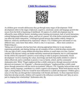 Child Development Stages | PDF