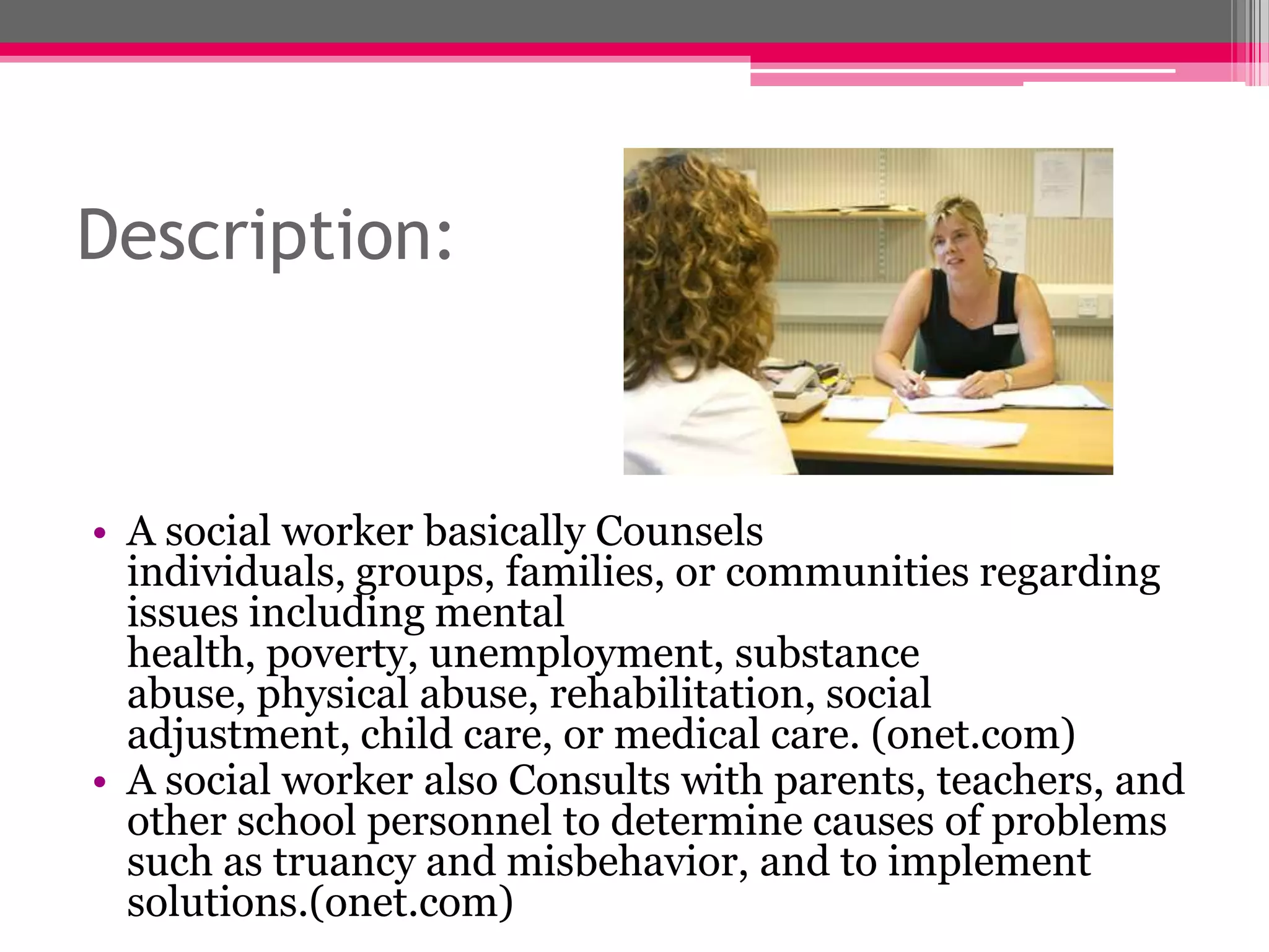 Child, family and school social worker | PPTX