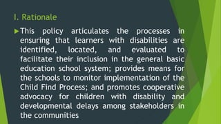 Child Find Policy for Learners with Disabilities Towards.pptx