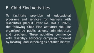 Child Find Policy for Learners with Disabilities Towards.pptx