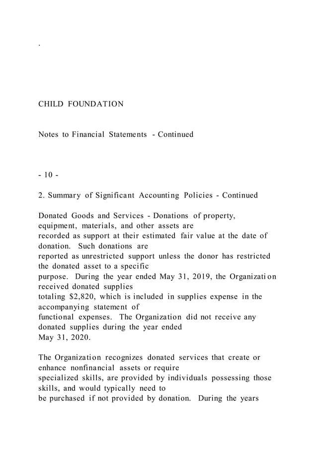 CHILD FOUNDATION FINANCIAL STATEMENTS Ye | PDF