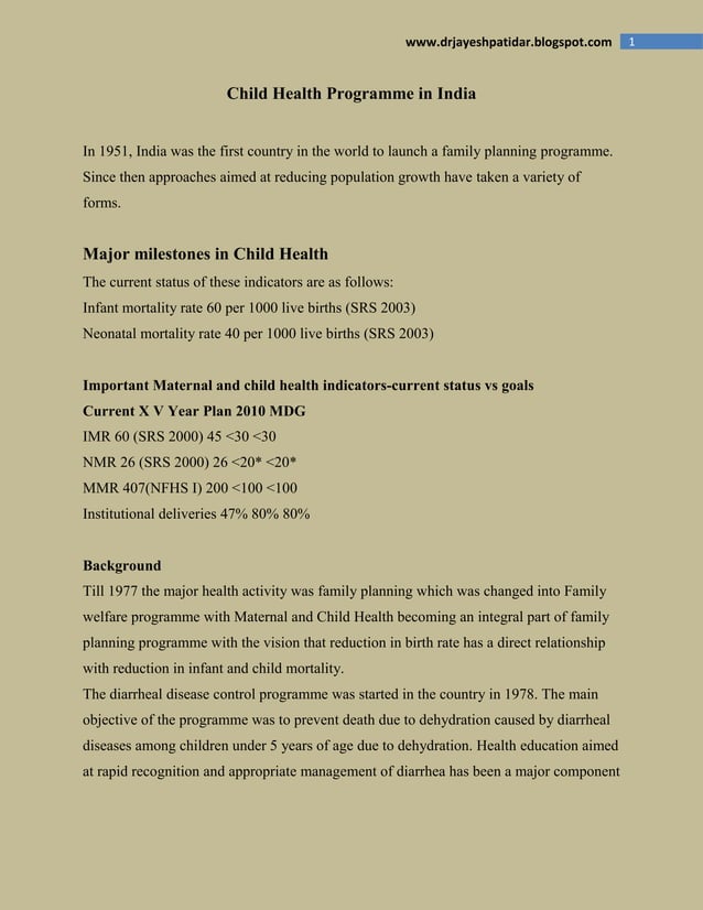 Child health programme in india | PDF | Parenting | Family and ...