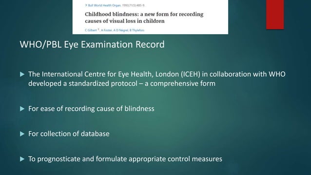 Childhood Blindness.pptx | Eye and Vision Conditions | Diseases and ...