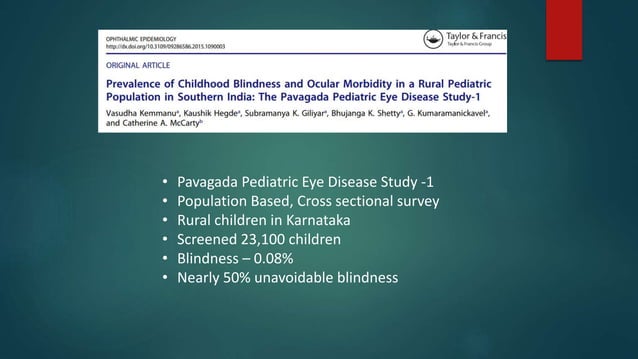 Childhood Blindness.pptx | Eye and Vision Conditions | Diseases and ...