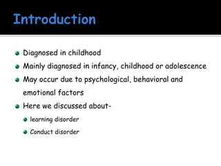 Childhood disorders | PPTX