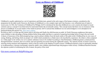 Childhood Essay | PDF