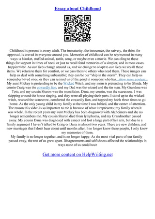 Childhood Essays | PDF | Parenting Babies and Toddlers | Parenting