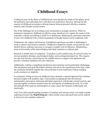 Childhood Essays | PDF