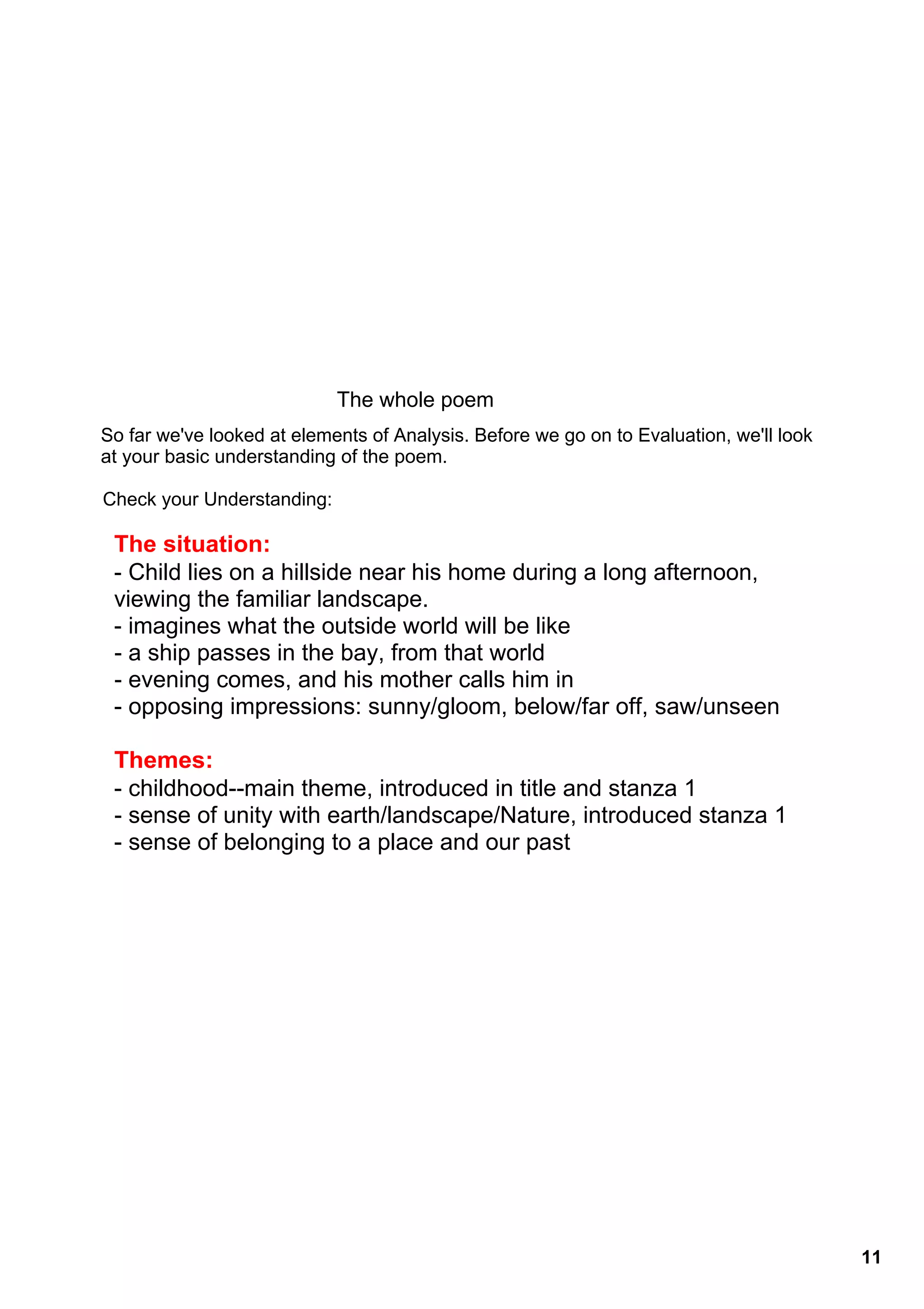 Class Notes on 'Childhood' by Edwin Muir | PDF