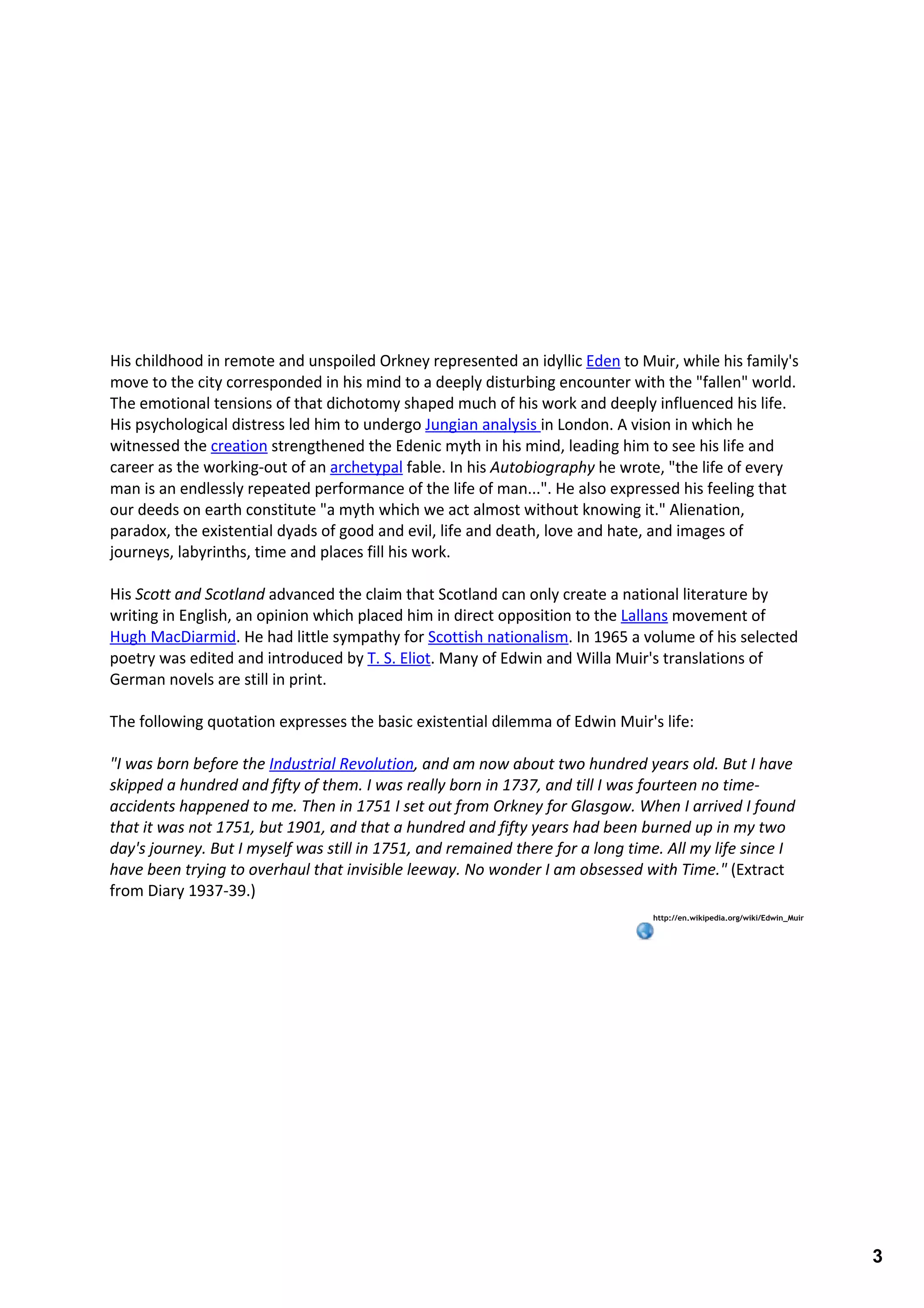 Class Notes on 'Childhood' by Edwin Muir | PDF