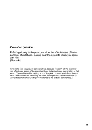 Class Notes on 'Childhood' by Edwin Muir | PDF