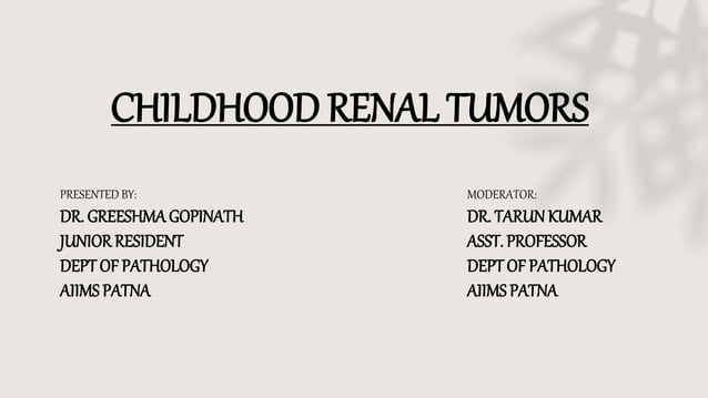 CHILDHOOD RENAL TUMORS.pptx Pediatric renal pathology | PPTX