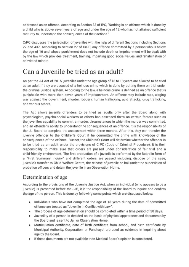 Child In Conflict With Law Under Juvenile Justice (Care and Protection ...