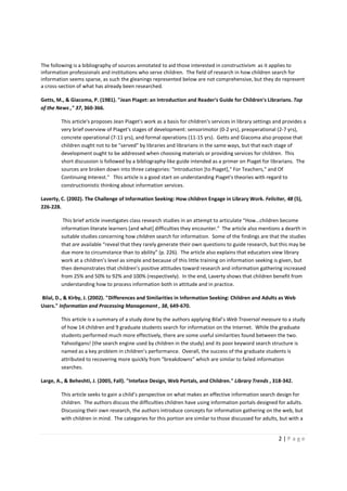 Bibliography: Information Seeking In Children | PDF