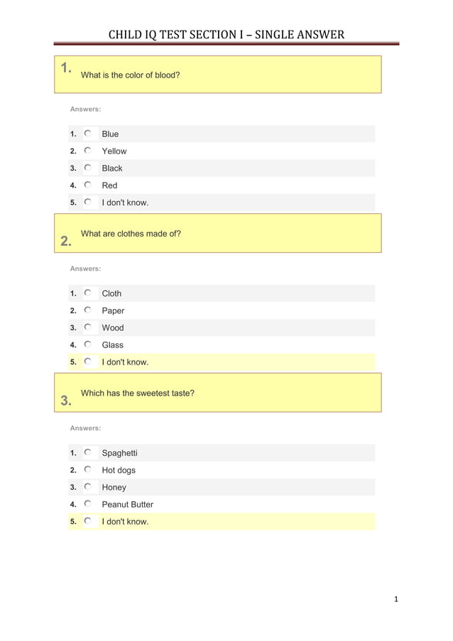 CHILD IQ TEST | PDF | Woodworking | Arts and Crafts