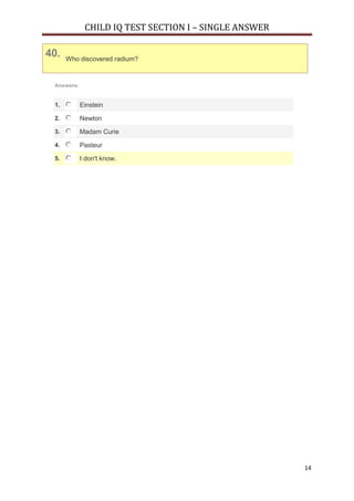 CHILD IQ TEST | PDF