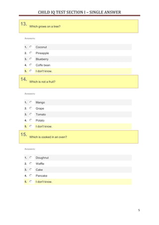 CHILD IQ TEST | PDF