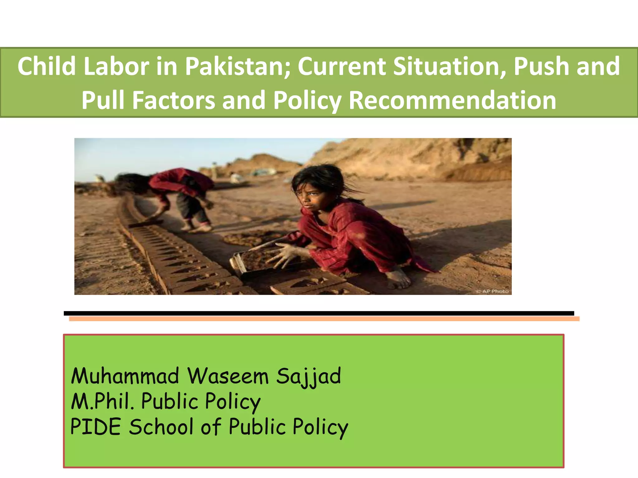 Child labor in Pakistan Economy Brief of Child Labor in Pakistan Push ...