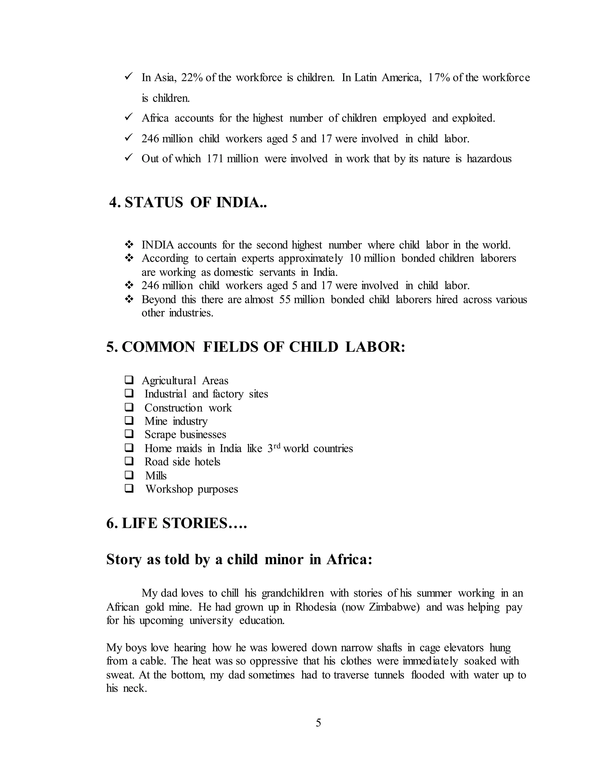 Causes and effects of child labor | DOCX