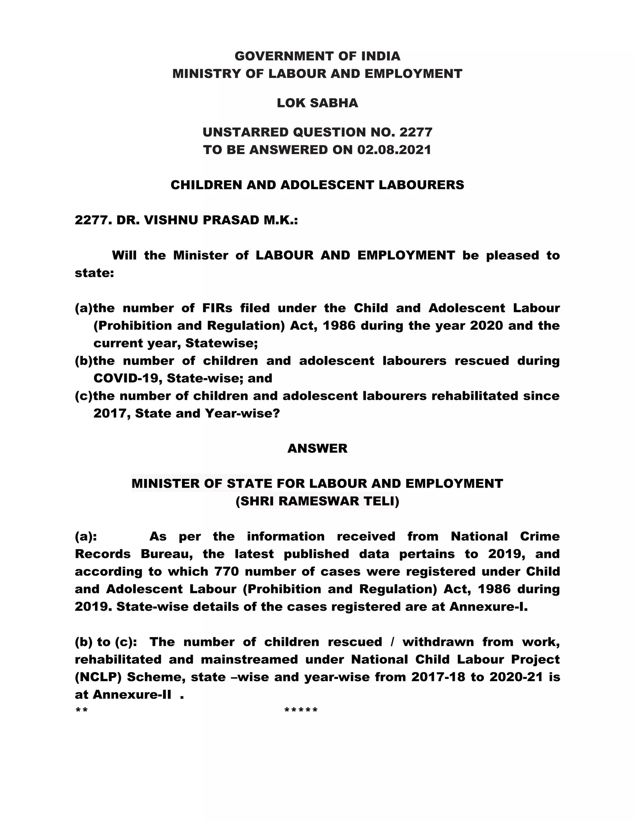 Child labour answer | PDF