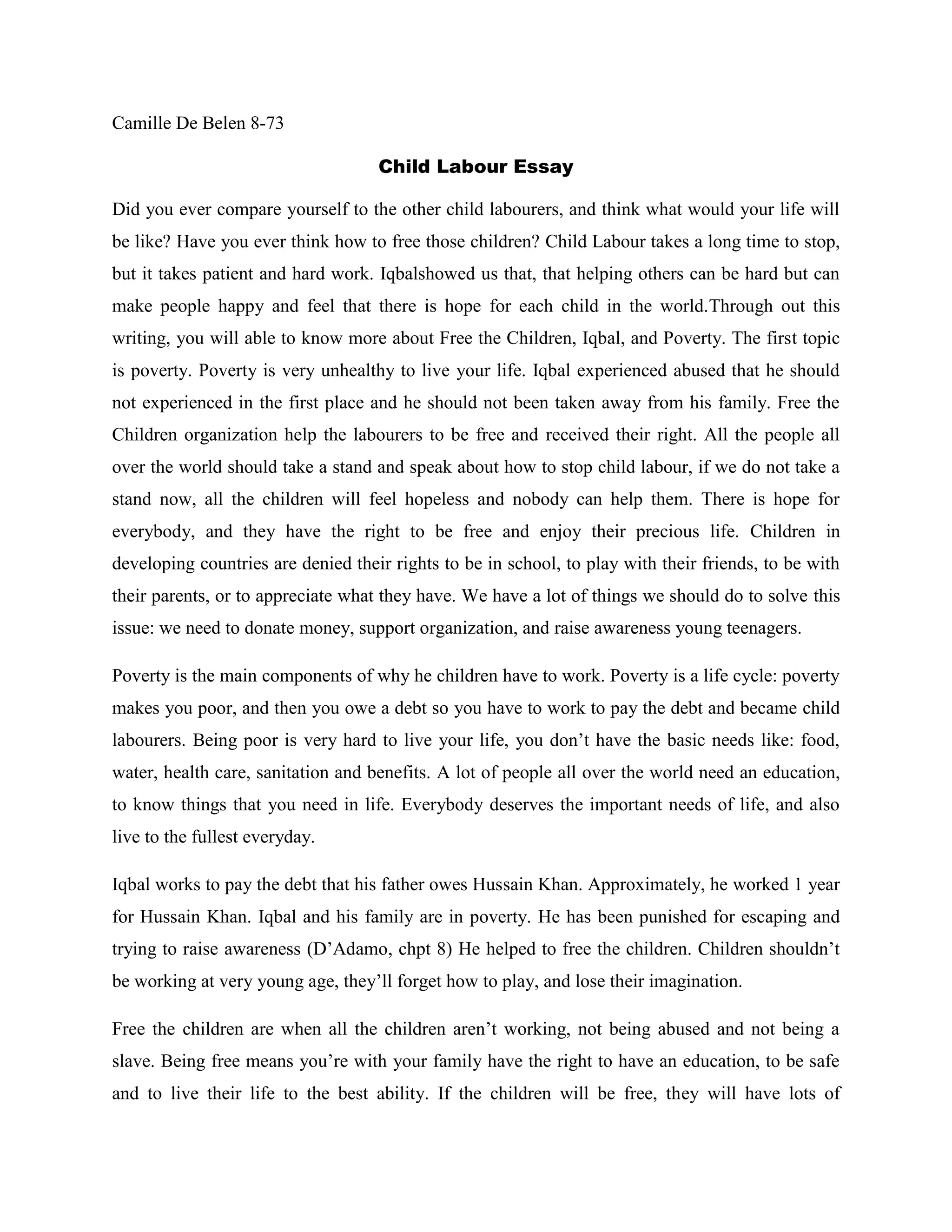 Camille- Child labour essay | DOCX