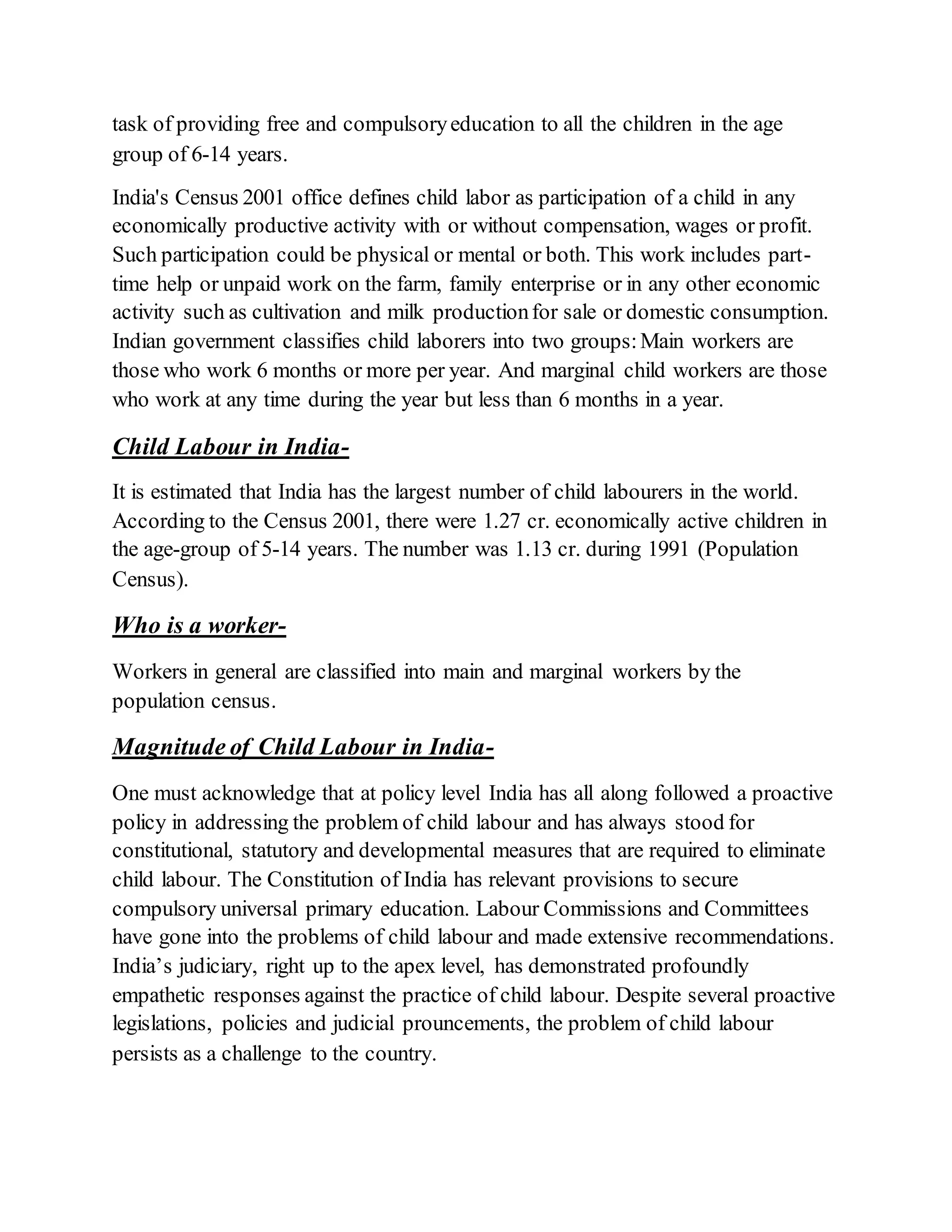 Child labour in india | DOCX