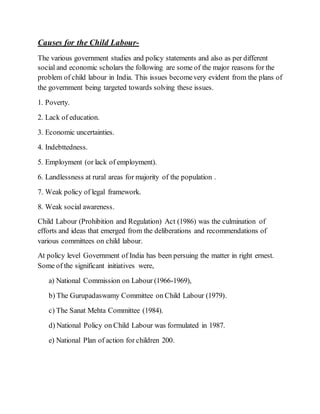 Child labour in india | DOCX