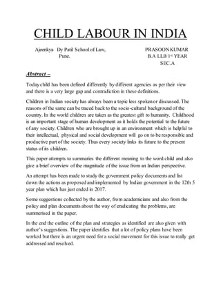 Child labour in india | PDF