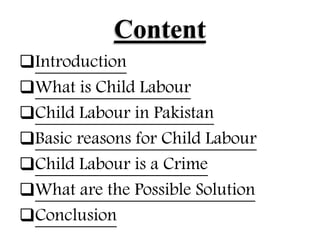 Child labour presentation | PPTX
