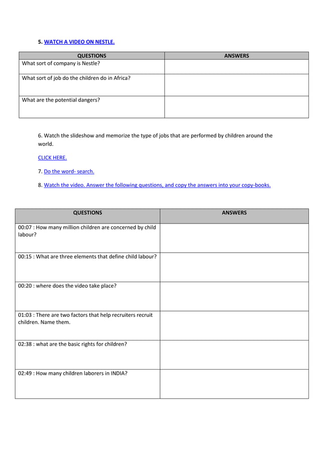 Child labour questions | PDF | Business | Business and Finance