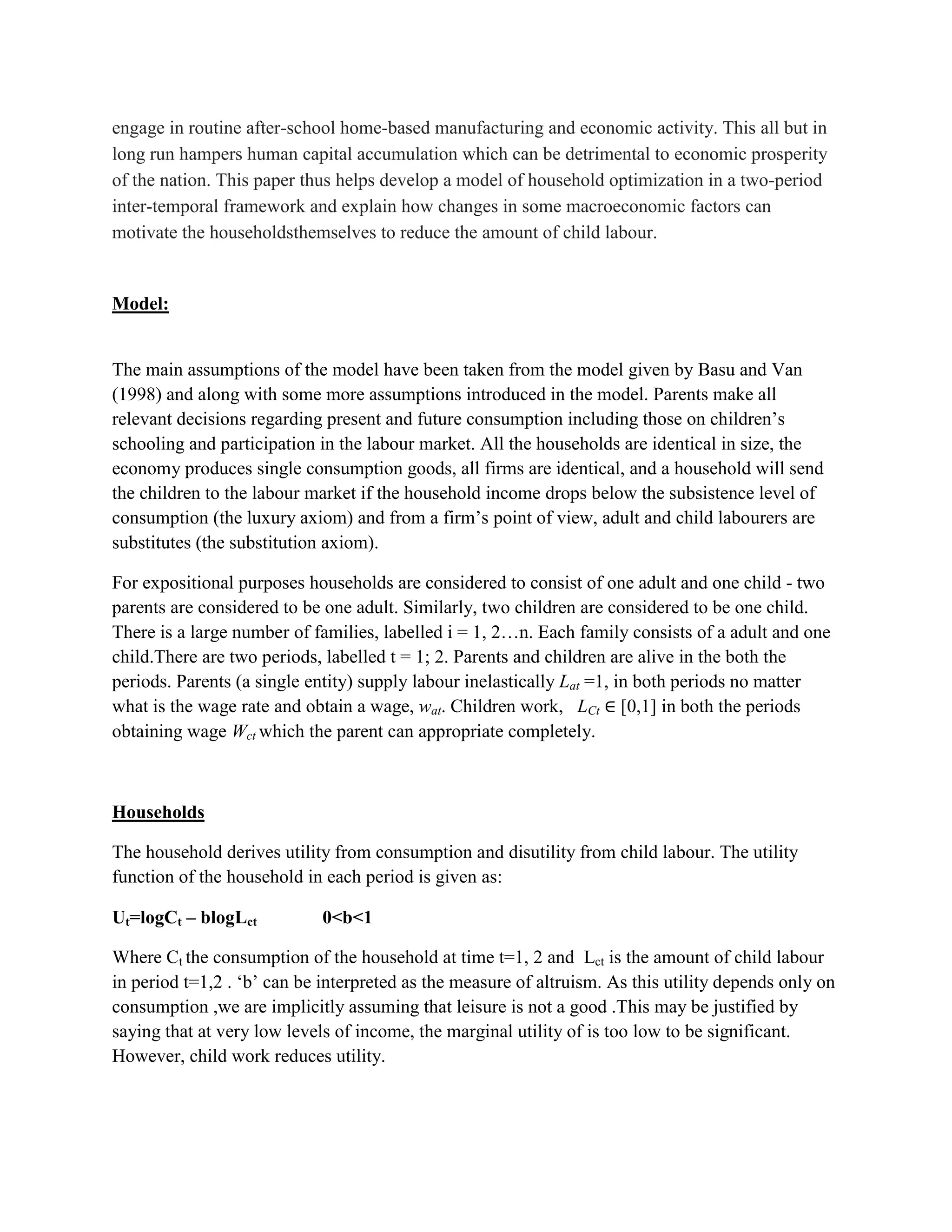 Child Labour: An Inter-temporal Approach | PDF