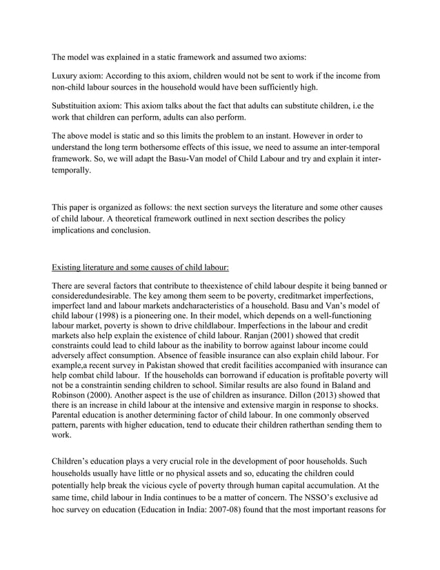 Child Labour: An Inter-temporal Approach | PDF