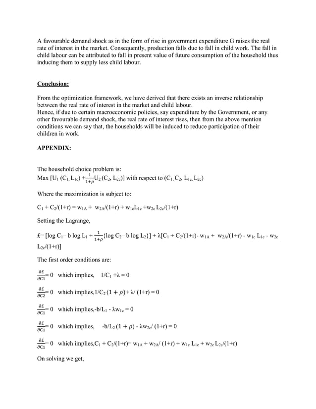 Child Labour: An Inter-temporal Approach | PDF